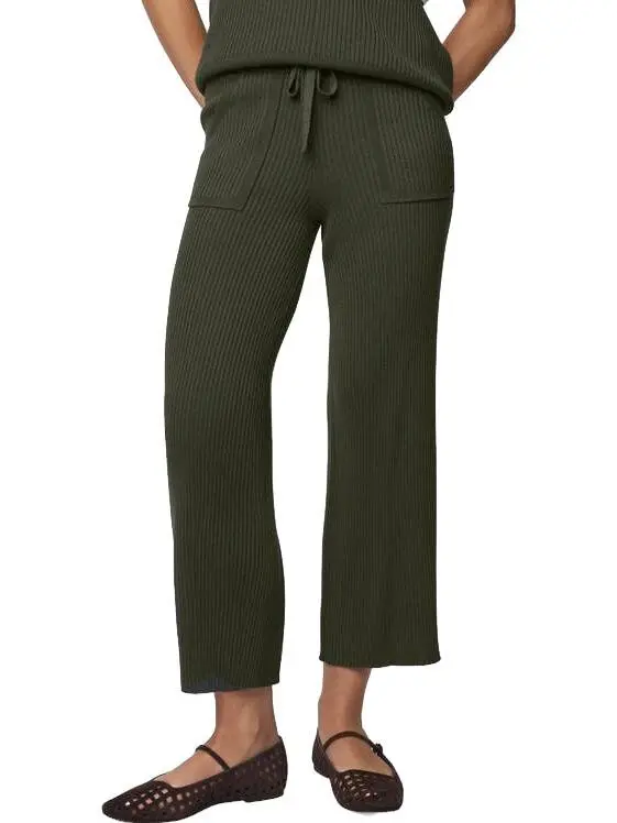 Splendid Georgie Rib Wide Leg Crop Pants - Green Spruce
