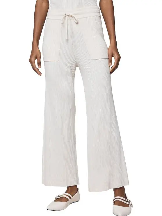 Splendid Georgie Rib Wide Leg Crop Pants - Pale Oak Heather