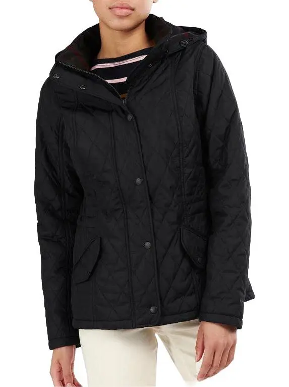 Barbour Millfire Hooded Quilted Jacket - Black Classic