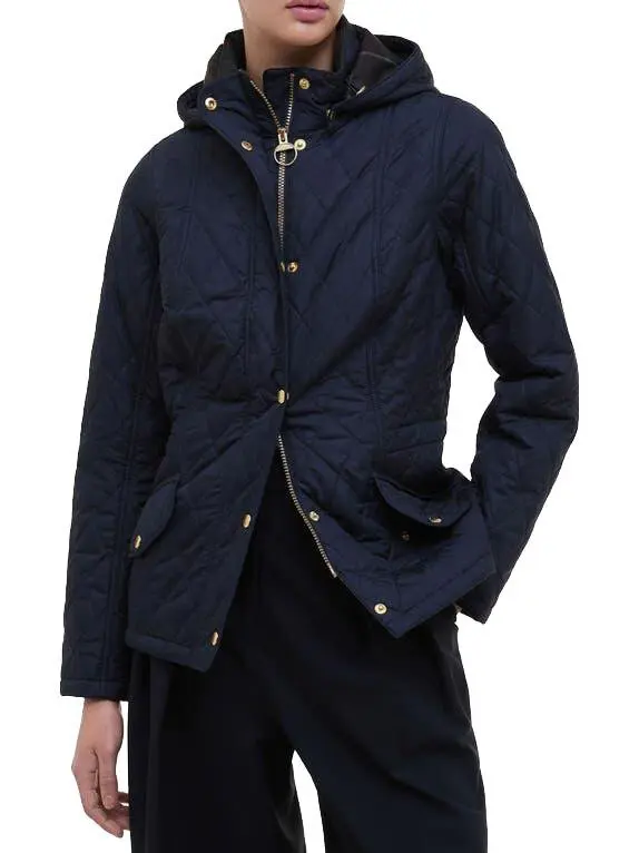 Barbour Millfire Hooded Quilted Jacket - Navy/classic