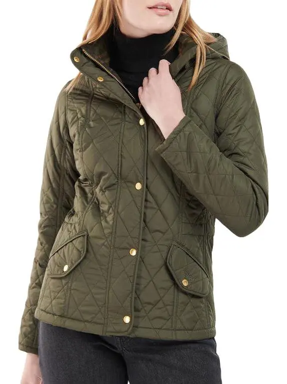 Barbour Millfire Hooded Quilted Jacket - Olive/classic