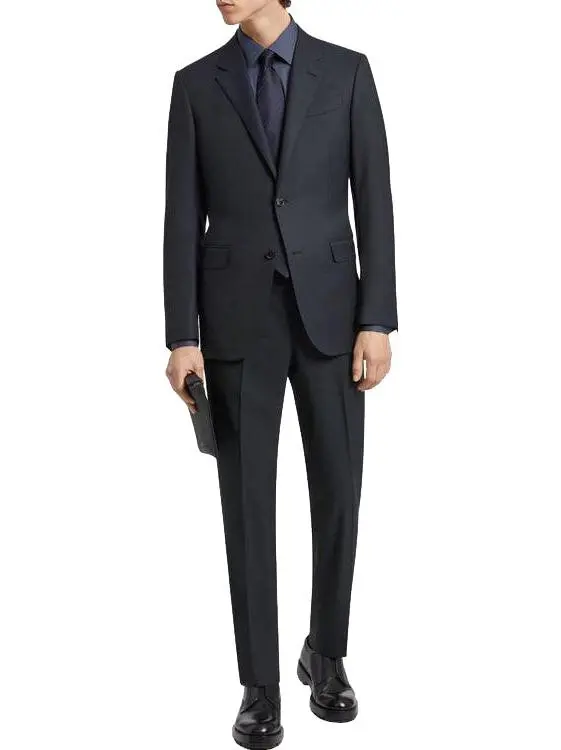 Zegna Regular Fit Navy 15milmil15 Wool Suit - Blue
