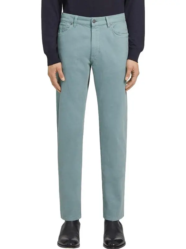 Zegna City Fit Stretch Denim Jeans - Seafoam Blue