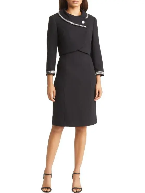 TAHARI ASL Jacket And Sheath Dress - Black