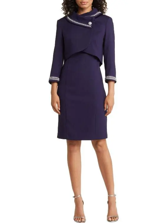 TAHARI ASL Jacket And Sheath Dress - Midnight Navy