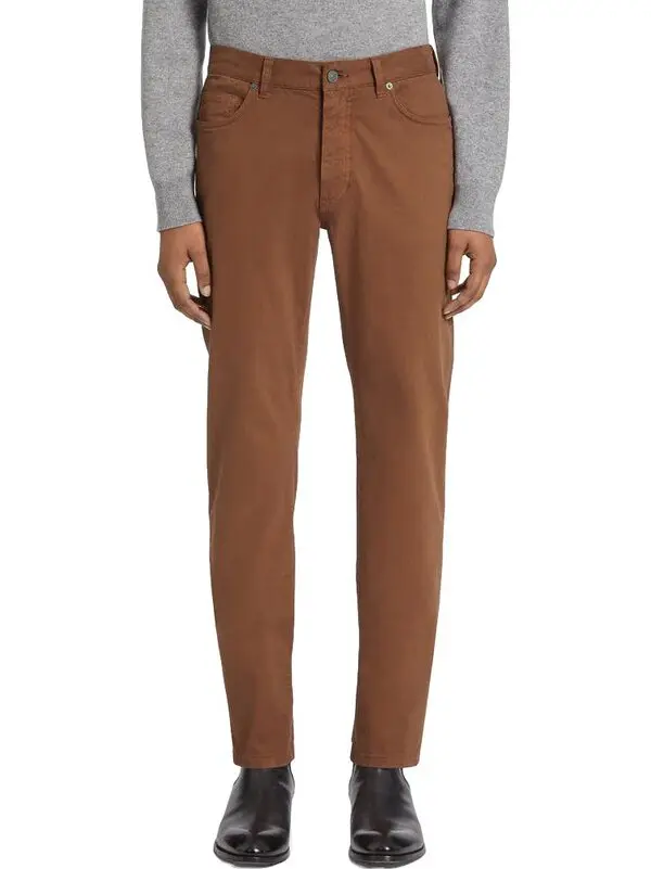 Zegna City Fit Stretch Cotton Pants - Vicuna