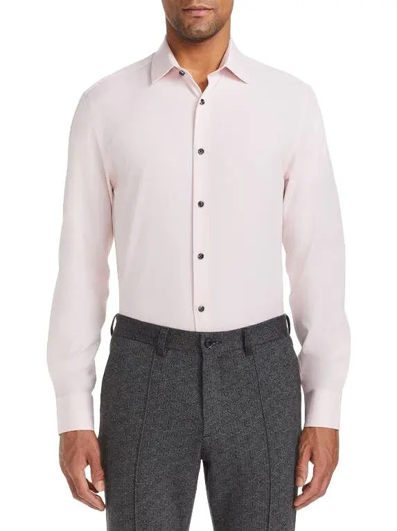 BROOKLYN BRIGADE Extra Trim Fit Stretch Cool Temp Dress Shirt & Face Mask - Pink