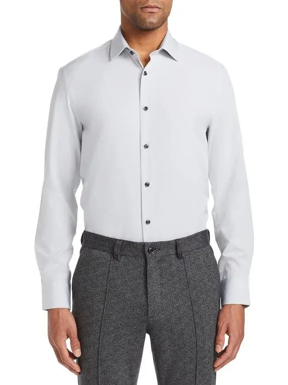 BROOKLYN BRIGADE Extra Trim Fit Stretch Cool Temp Dress Shirt & Face Mask - Silver
