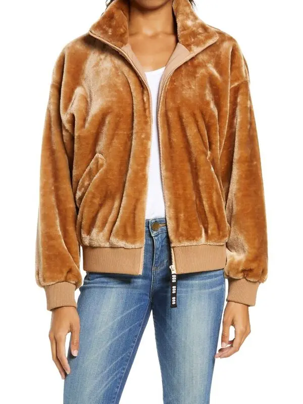 UGG Laken Plush Fleece Jacket - Camel