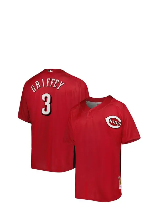 Mitchell & Ness Cincinnati Reds Ken Griffey Jr. Cooperstown Collection Mesh Button-up Jersey - Red