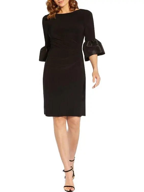 Adrianna Papell Bell Sleeve Jersey Sheath Dress - Black