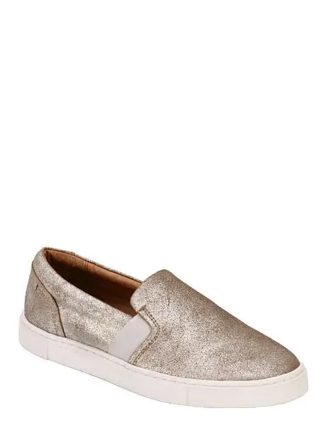 Frye Ivy Leather Slip-on Sneakers - Pewter Metallic Suede Leather