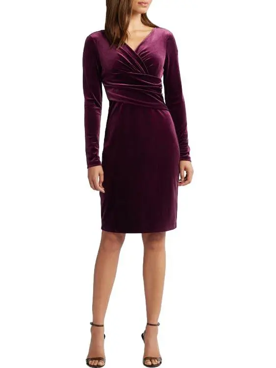 Eliza J Ruched Velvet Body-con Dress - Plum