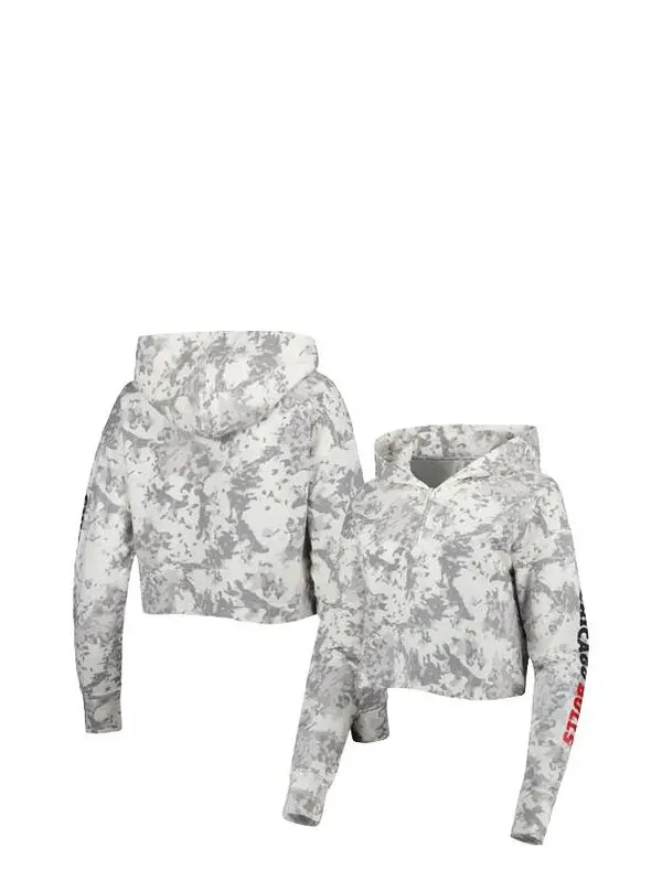 LUSSO Chicago Bulls Maia Cropped Quarter-zip Top - Gray