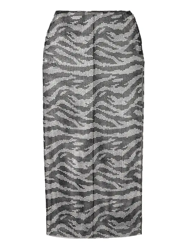 Alessandra Rich Crystal-embellished Mesh Midi Skirt - Silver