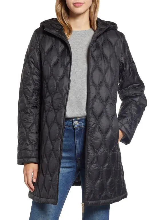 Gallery Quilted Water-resistant Coat - Black