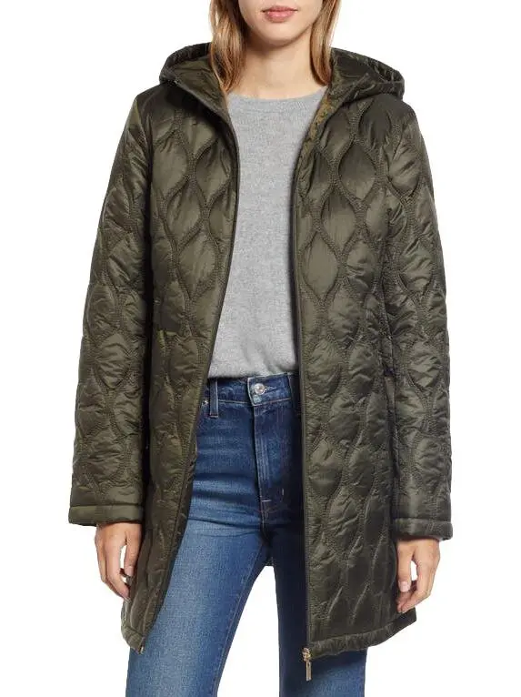 Gallery Quilted Water-resistant Coat - Deep Olive