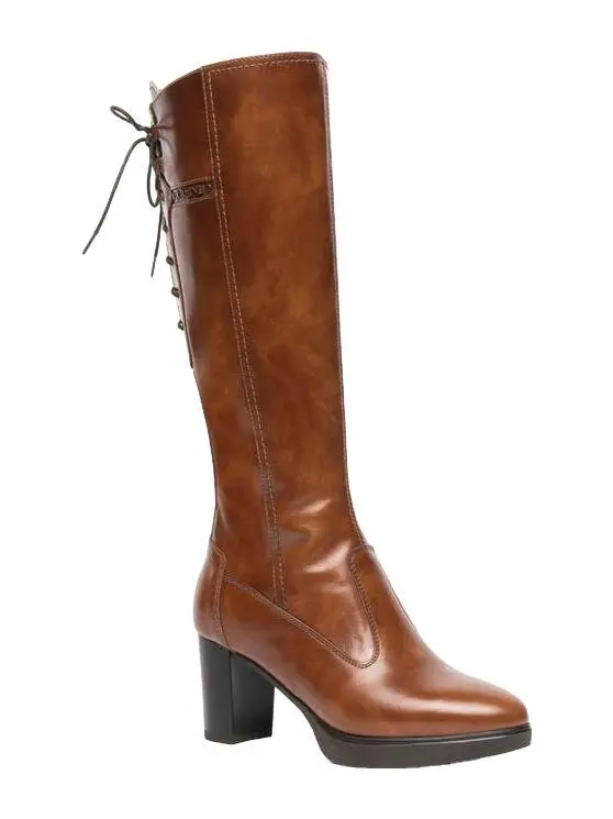 NEROGIARDINI Corset Platform Boots - Cognac