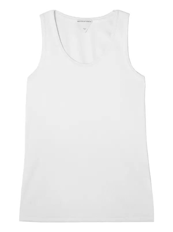 Bottega Veneta Ribbed Stretch-cotton Jersey Tank - White