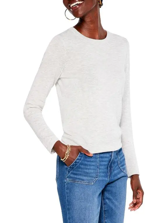 NIC+ZOE Crewneck Long Sleeve Cotton Blend Sweater - Grey Heather