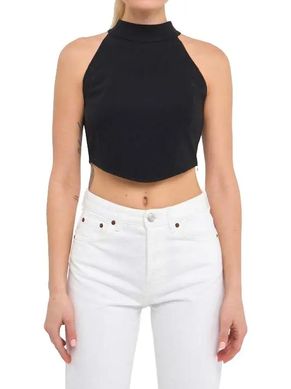 Endless Rose Halter Neck Crop Top - Black