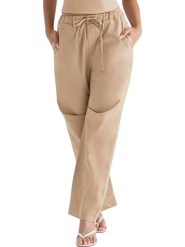 House Of Cb Luna Drawstring Pants - Camel