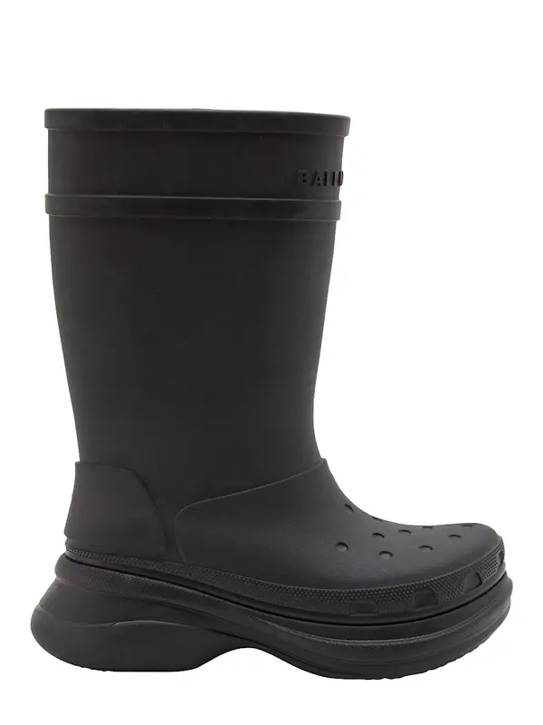 Balenciaga X Croc Rubber Rain Boots - Black