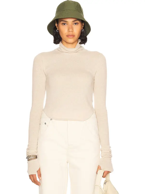 HELSA Alva Cashmere Turtleneck - Heather Oatmeal