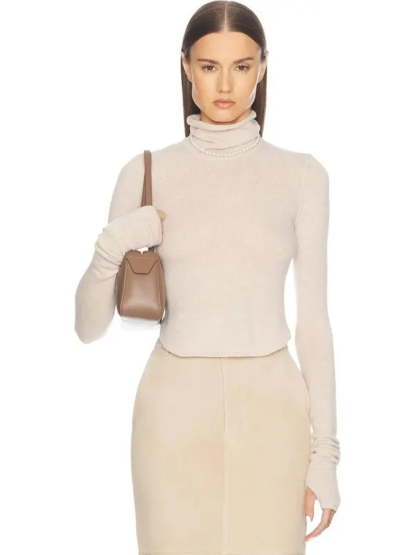 HELSA Alva Cashmere Turtleneck - Heather Oatmeal