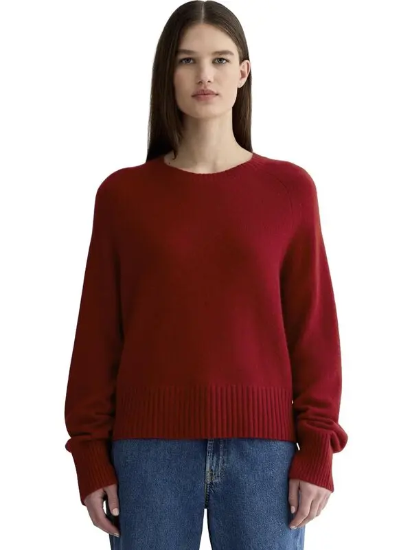 Everlane Boxy Crew Neck Sweater - Berry Red