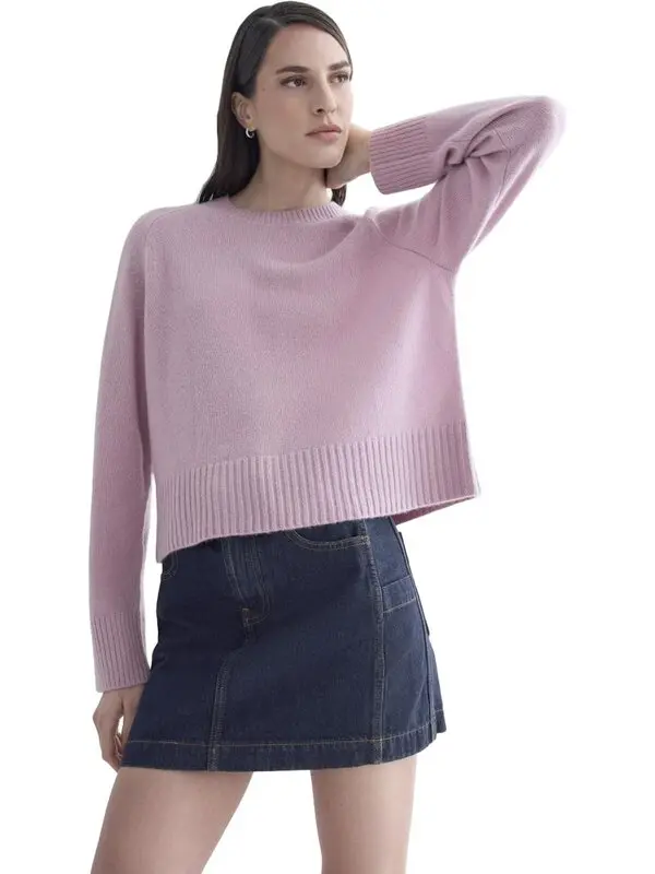 Everlane Boxy Crew Neck Sweater - Lilac Crush