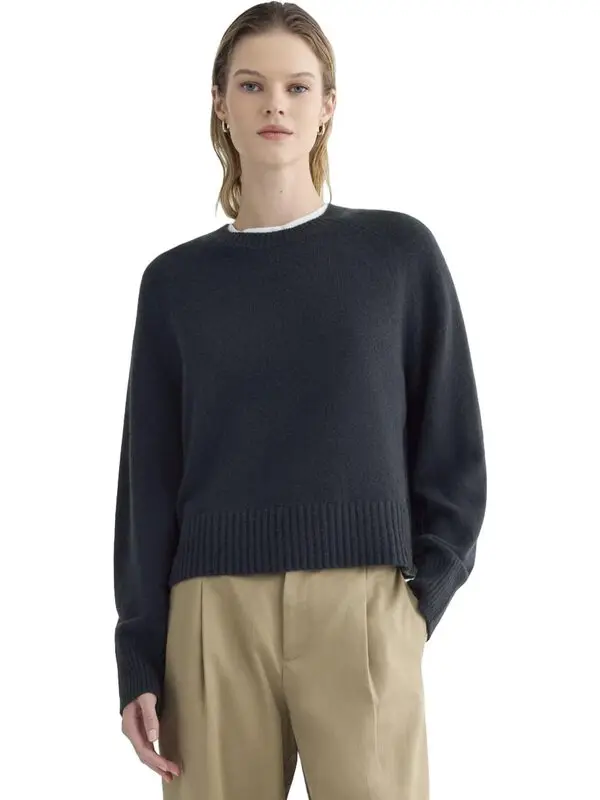 Everlane Boxy Crew Neck Sweater - Navy