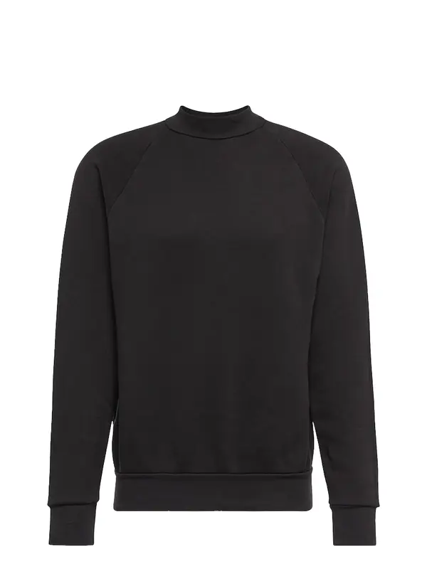LES TIEN Cotton Jersey Mockneck Sweatshirt - Black