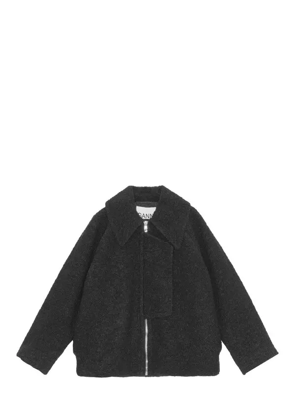 GANNI Boucle Wool Jacket - Black