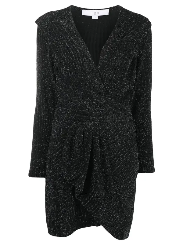 IRO PARIS Gathered Effect V-neck Long Sleeve Dress - Black