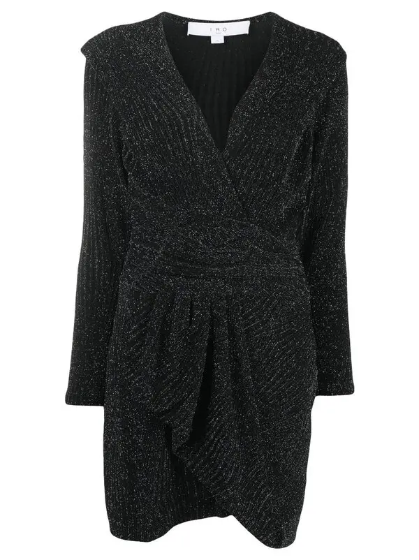 IRO PARIS Gathered Effect V-neck Long Sleeve Dress - Black