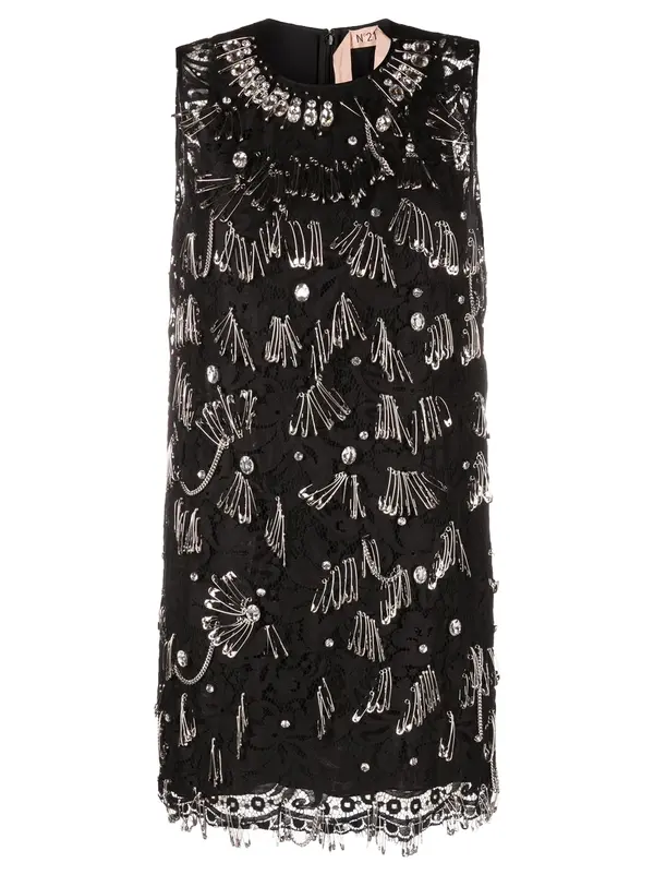 N°21 Safety-pin Sleeveless Dress - Black