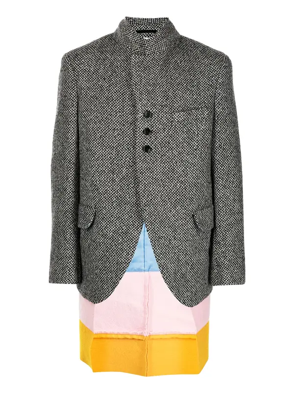 Comme Des Garçons Colour-block Panelled Blazer - Grey