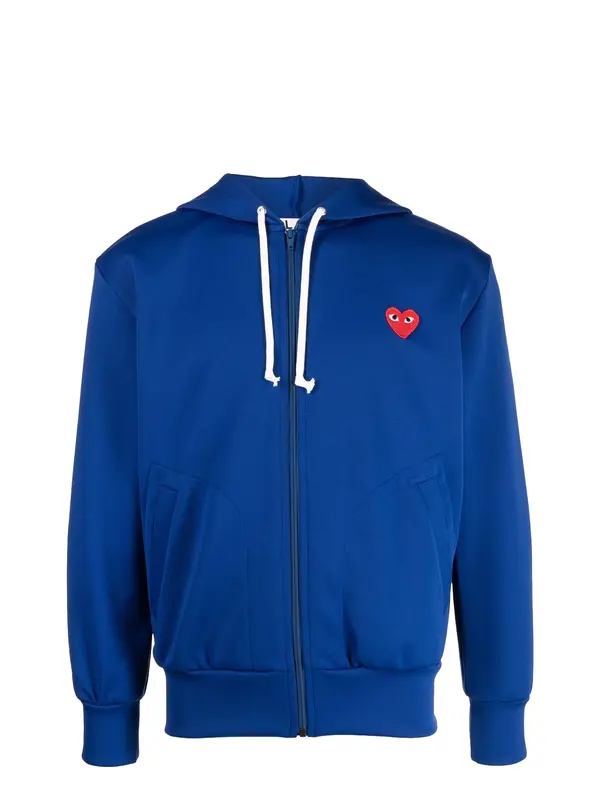 Play Comme Des Garcon Logo-embroidered Zip Hoodie - Blue