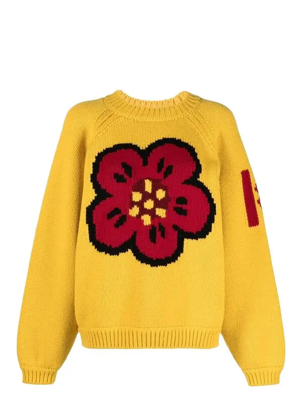 Kenzo Floral-print Wide-sleeved Jumper - Yellow