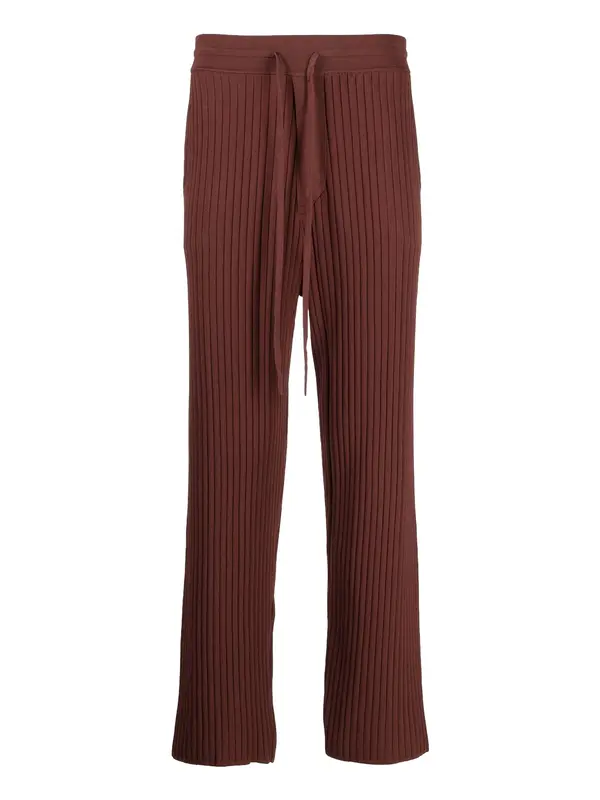 Nanushka Ribbed Straight-leg Trousers - Brown