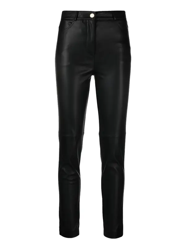 BLANCA VITA Faux Leather Trousers - Black