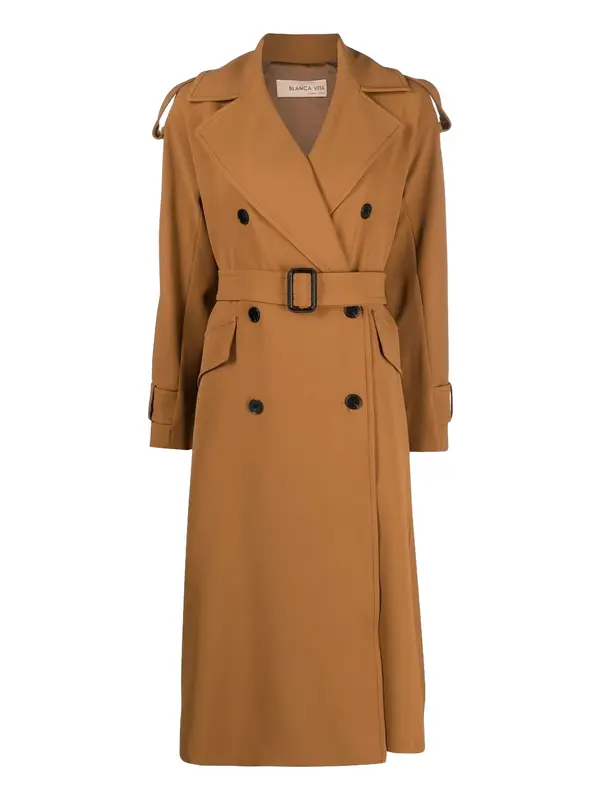 BLANCA VITA Double-breasted Coat - Brown
