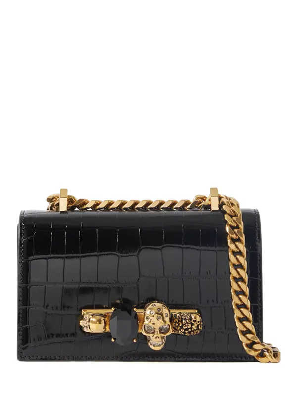 Alexander McQueen Jewelled Satchel Mini Shoulder Bag - Black