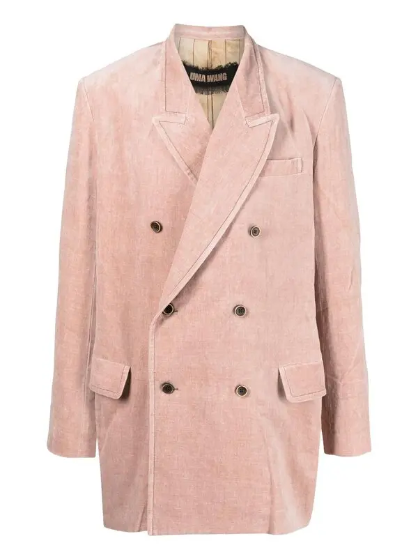 UMA WANG Double-breasted Velvet Blazer - Pink
