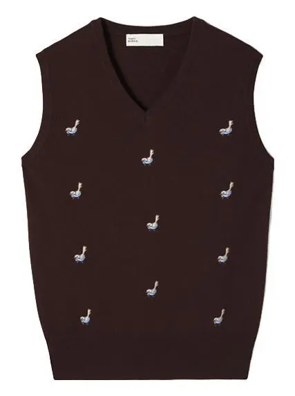 Tory Burch Cashmere Birdie Sweater Vest - Dark Winterberry