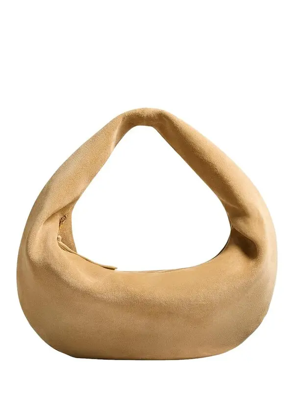 Khaite Olivia Medium Suede Hobo Bag - Wheat
