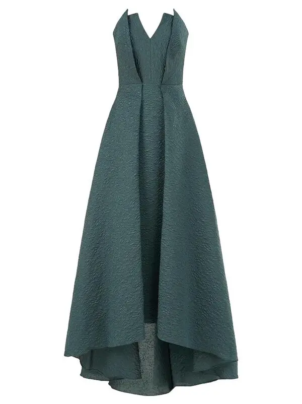 Theia Imogen Strapless High-low Jacquard Gown - Pine