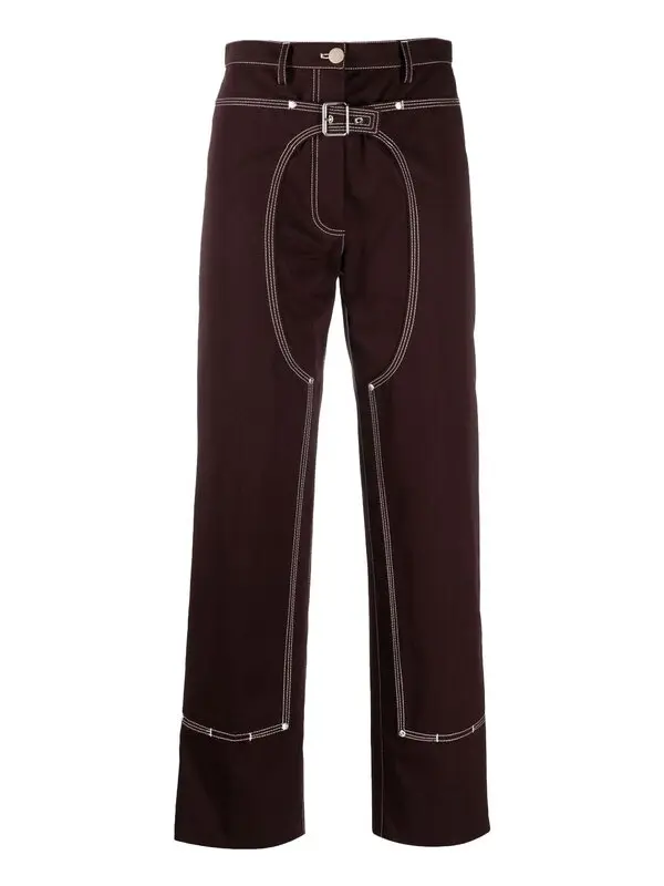 Stella McCartney Contrast Stitch Straight-leg Trousers - Brown