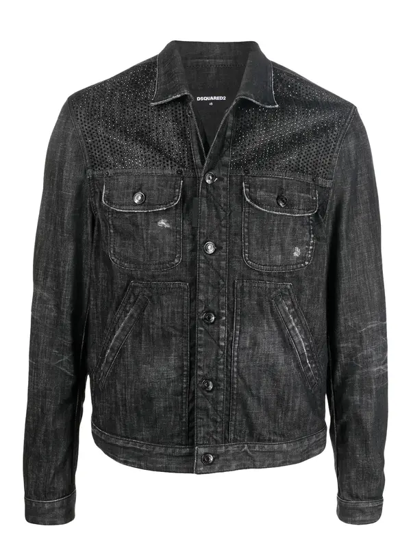 Dsquared2 Studded Denim Trucker Jacket - Black